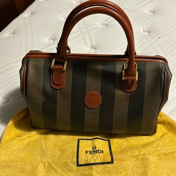 Fendi | Bags | Vintage Pequin Coated Canvas Autentich Fendi Boston Bag ...